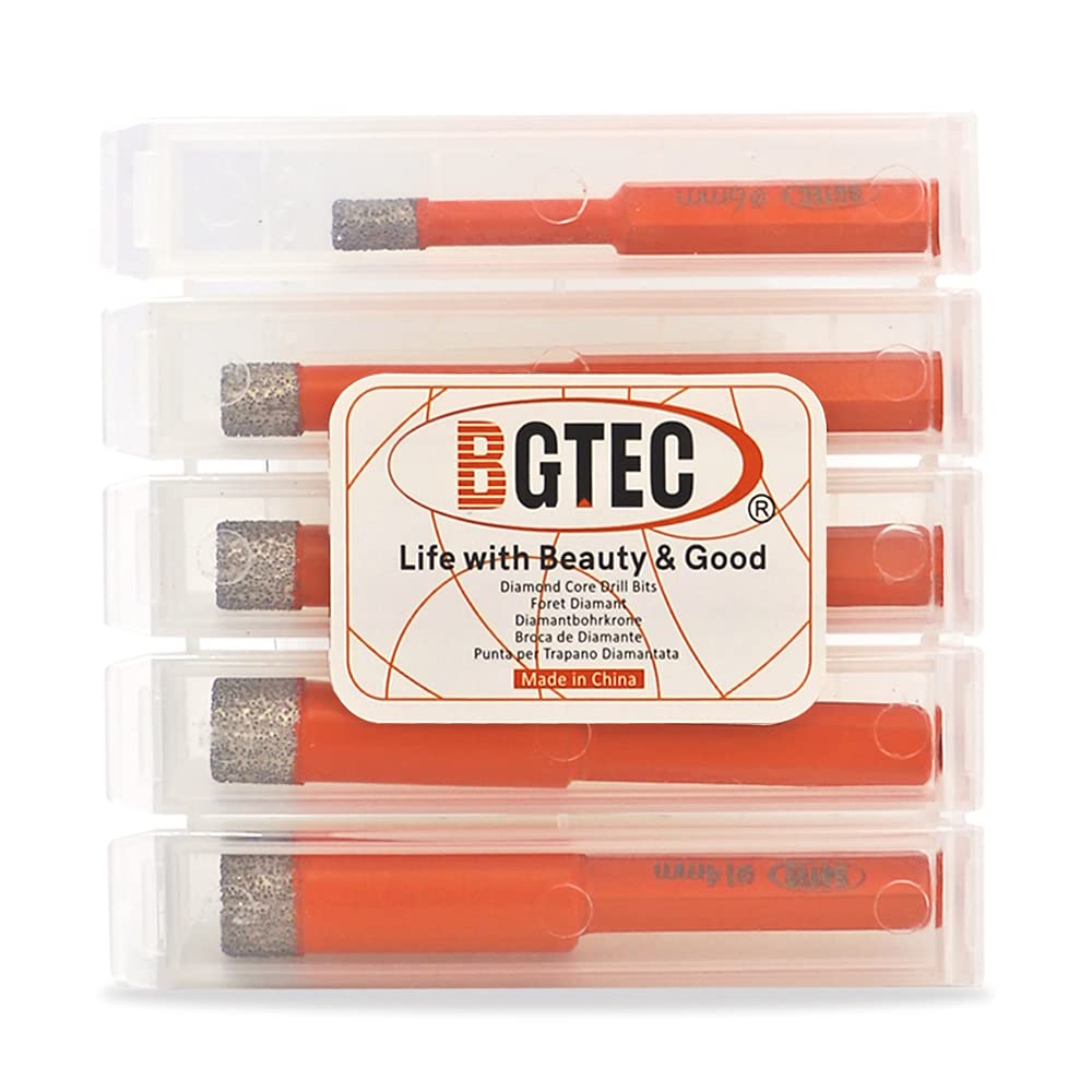 BGTEC Dry Diamond Core Drill Bits 2pcs 1/4" Tile Drill Bits with Hex Shank for Granite Marble Porcelain Tile Ceramic Masonry