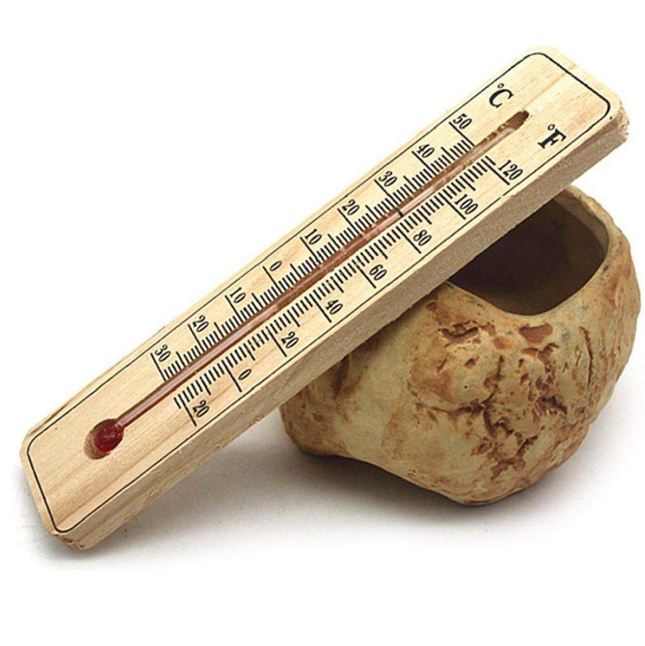 Aisoway Wooden Thermometers Wall-Mounted Direct Type Temperature Monitor Logger for Garden Office Garage 1pc
