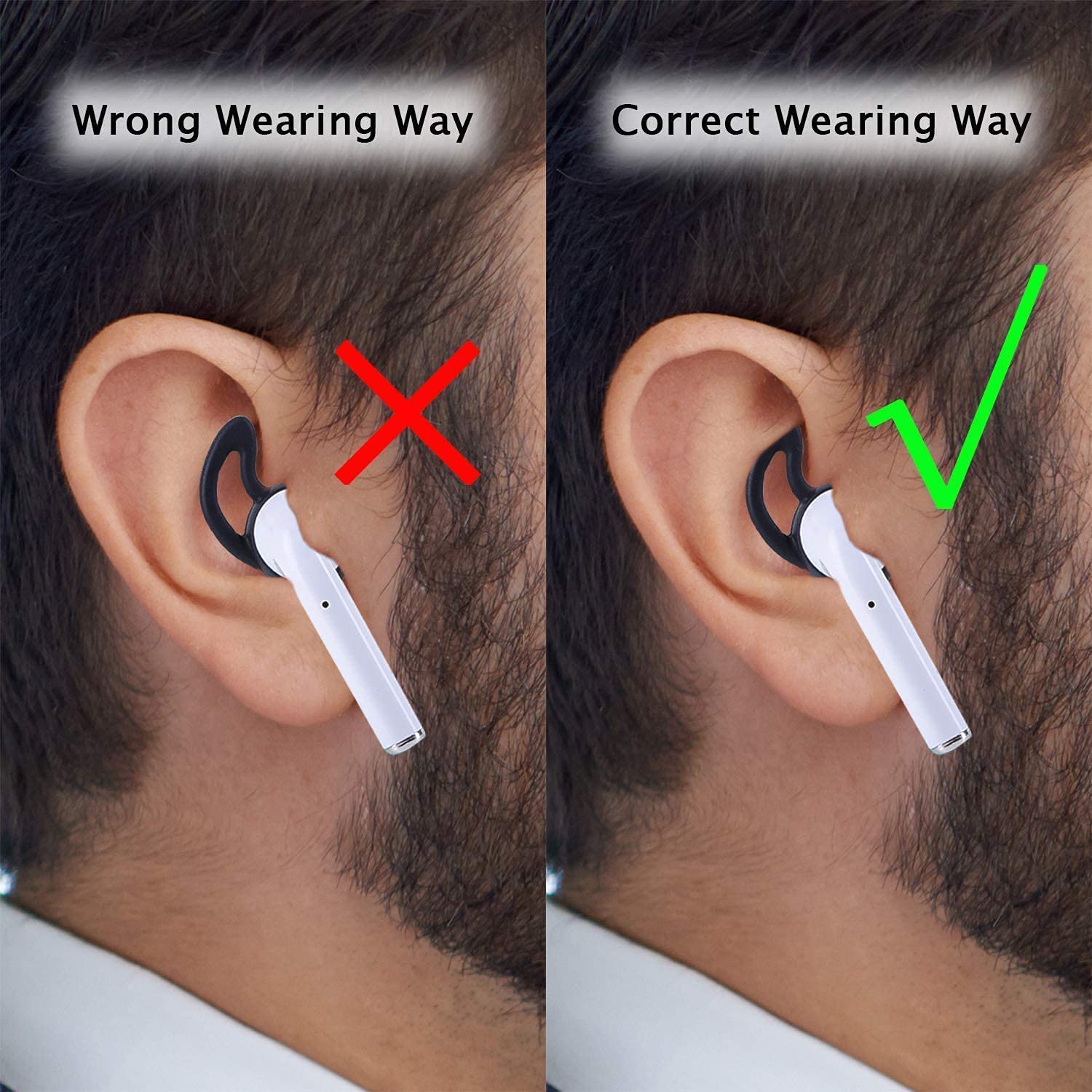 OneCut 5 Pairs Silicone Ear Tips Compatible for AirPods 1&2,Silicone Soft Anti-Slip Sport Earbud Tips, Anti-Drop Ear Hook Gel Headphones Earphones Protective Accessories Tips