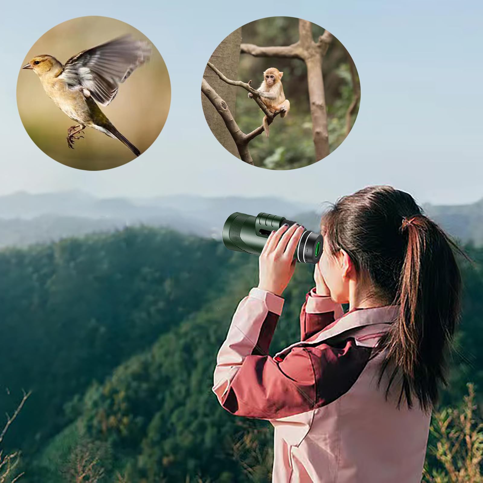 10x40 Monocular Telescope with BAK4 Prisms & FMC Lens, Zoom Monocular with Smart Phone Adapter Tripod, Waterproof Compact High Definition Monoculars for Bird Watching Traveling Hiking