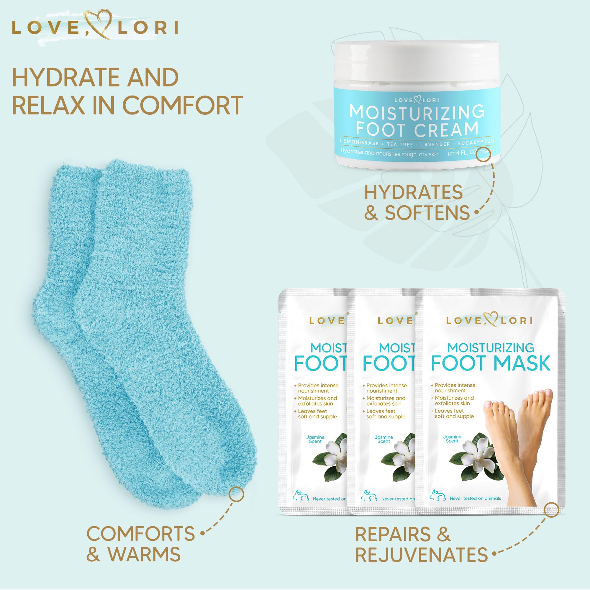 LOVE, LORI Foot Care Kit - 8-Piece Relaxing Spa Set for Women, Moisturizing & Hydrating, Natural Ingredients