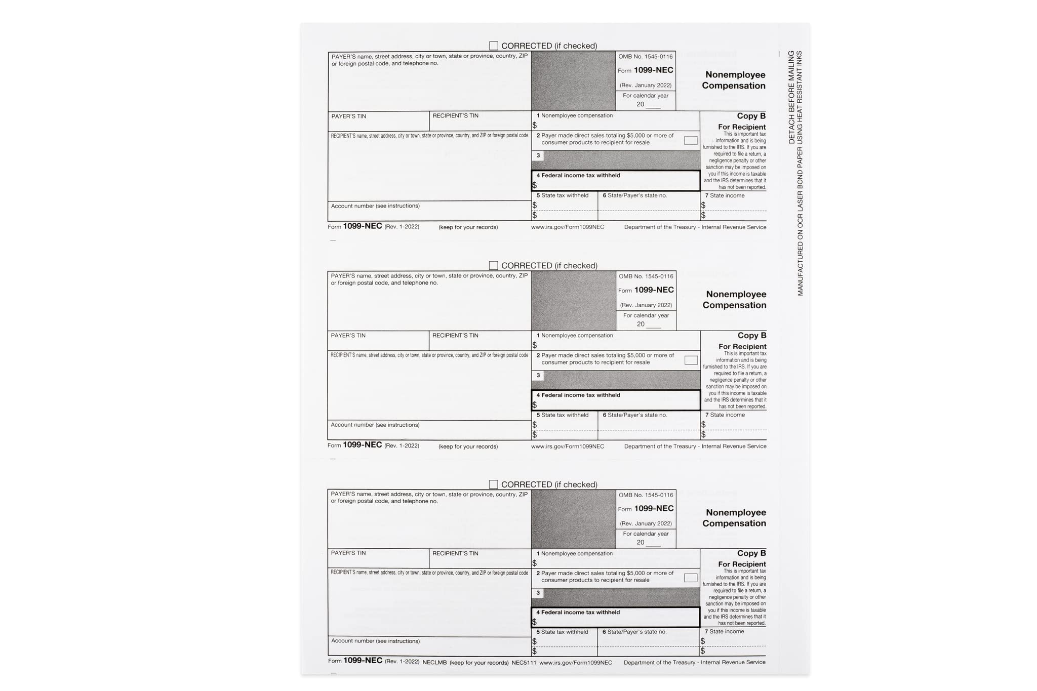 1099 NEC Tax Forms 2023 with Envelopes, 4 Part 15 Pack Tax Forms Kit and 15 Self-Seal Envelopes –Great for QuickBooks and Accounting Software, Value Pack for Business - Made in The USA - 15-Pack