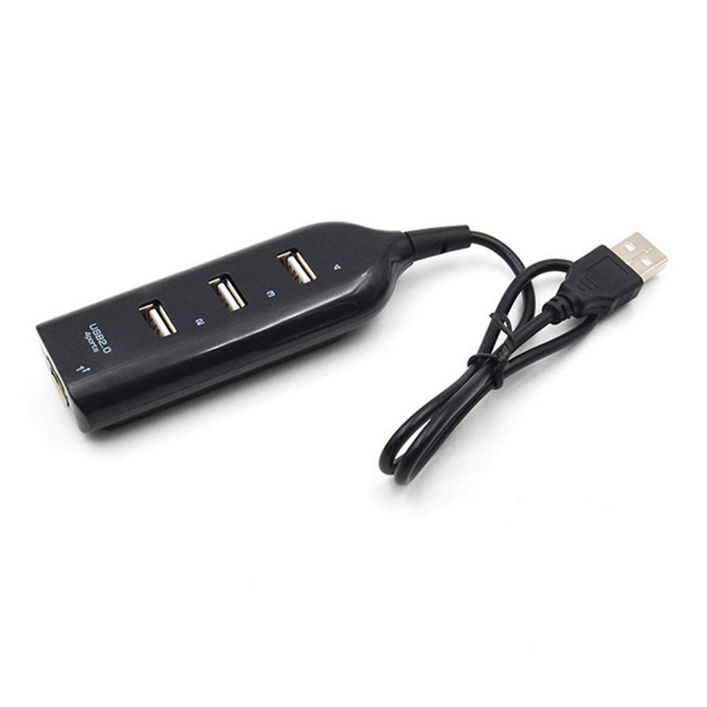 Trusway Portable Mini USB 2.0 Multiport with 4 Port Hub Splitter Adapter Reader Slot Ultra-Slim Compatible with Mobile HDD Mobile MacBook Laptop Black