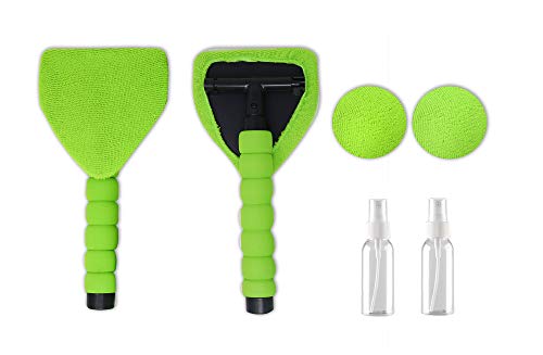 PRIMESTARZ Windshield Cleaner (2 Pack) Window Glass Cleaning Tool with Extendable Handle Washable Reusable Microfiber Cloth for Auto Interior Exterior Glass Wiper Cleaning Kit