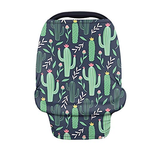 Advocator Green Cactus Baby Car Seat Covers Multifunctional Infant Carseat Canopy for Boys Girls,Stretchy Breathable Adjustable Peep Window