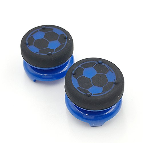 2 x High Extender Analog Thumbsticks Cap Thumb Stick Grips Joystick Cap Cover for Playstation 4 for PS4 Xbox 360 PS3 Controller (Dark Blue Soccer)