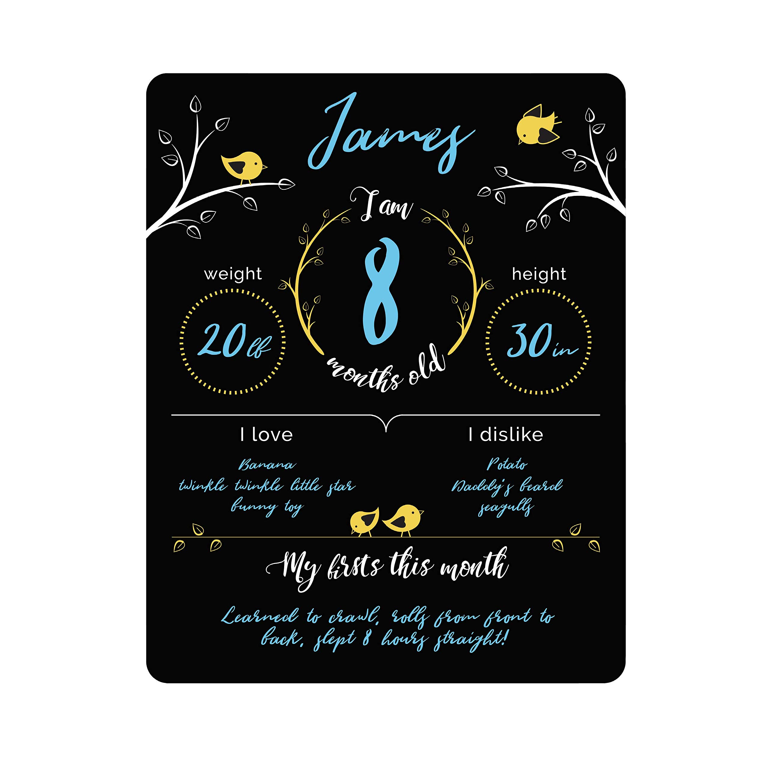 Felt Like Sharing Baby Milestone Chalkboard Sign, Nursery Decor, Baby Message Board – Cute Photo Milestone Board, Baby Growth Chalkboard w/ 3 Chalk Markers