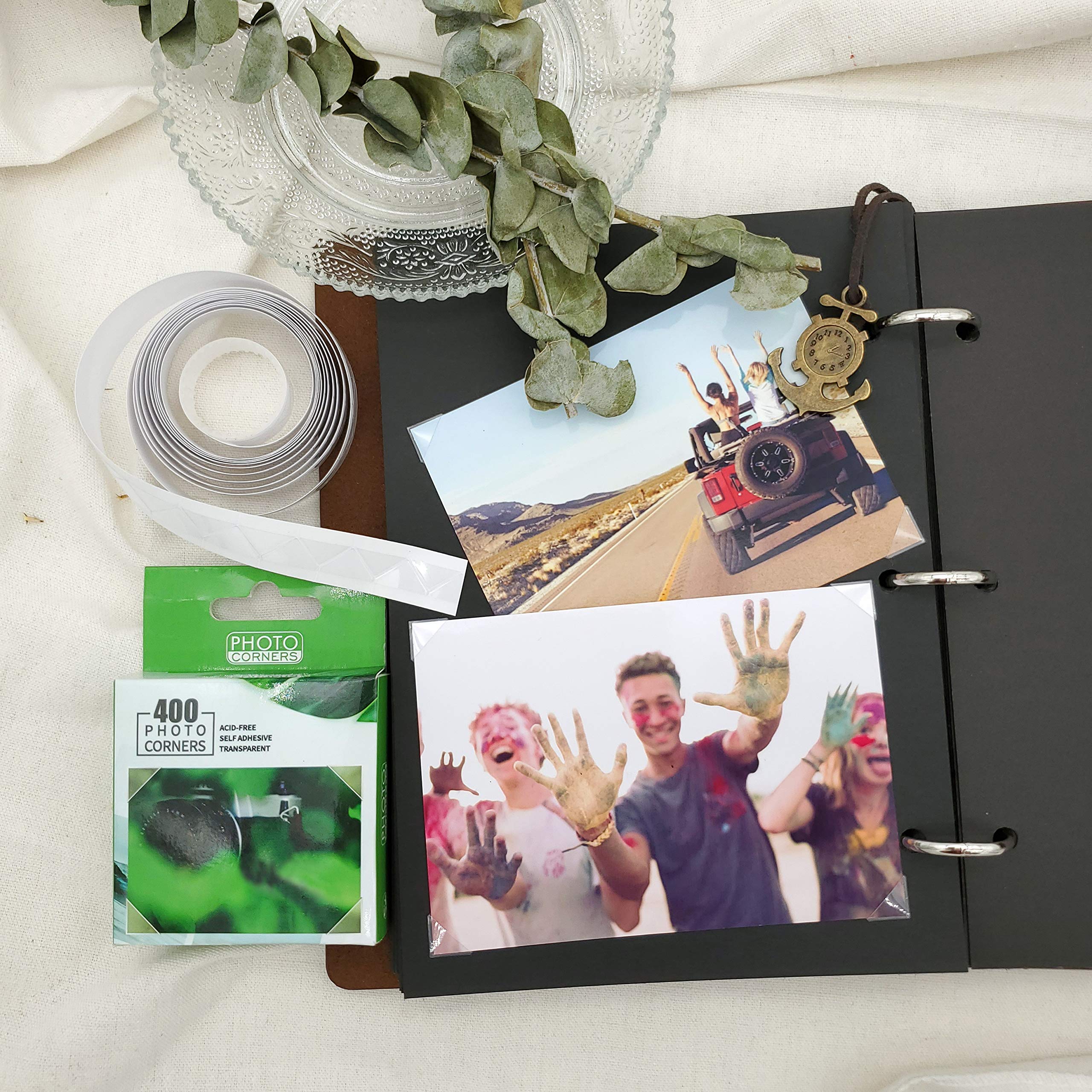 Photo Corners 3 Pack 1200 Pcs Clear Self-Adhesive Picture Mounting Corner Stickers for DIY Scrapbook, Album, Journal, 400 Pcs/Pack, 3 Pack.