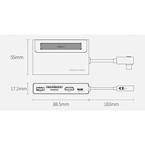 GPPZM USB Type C HUB to 4K HD TF SD Card Reader Retractable Clip USB C 3.0 Adapter Dock Station Splitter