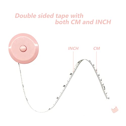 3 Pack Tape Measure Measuring Tape for Body Fabric Sewing Tailor Cloth Knitting Craft Weight LossĀ Measurements Retractable 60-inch 1.5 Meter, Small Push Button Dual Sided Tape Measure Body Measuring