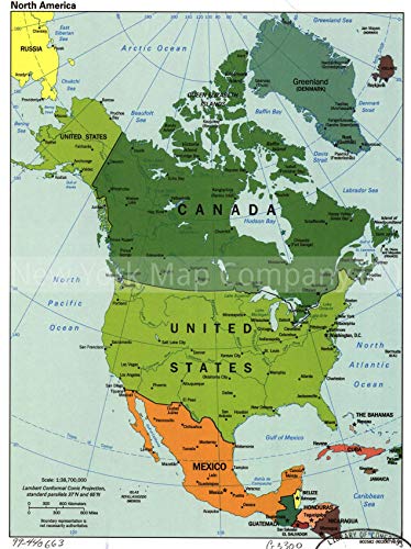 1998 Map| North America| North America Map Size: 18 inches x 24 inches |Fits 18x24 siz
