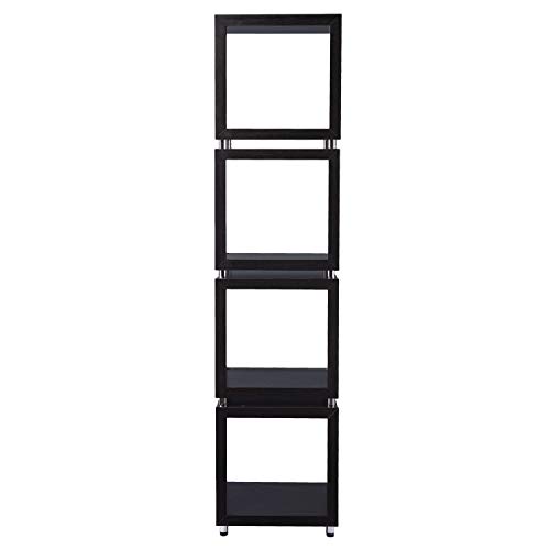 SEI Furniture Portgren 4-Tier Bookshelf, Dark Espresso/Chrome