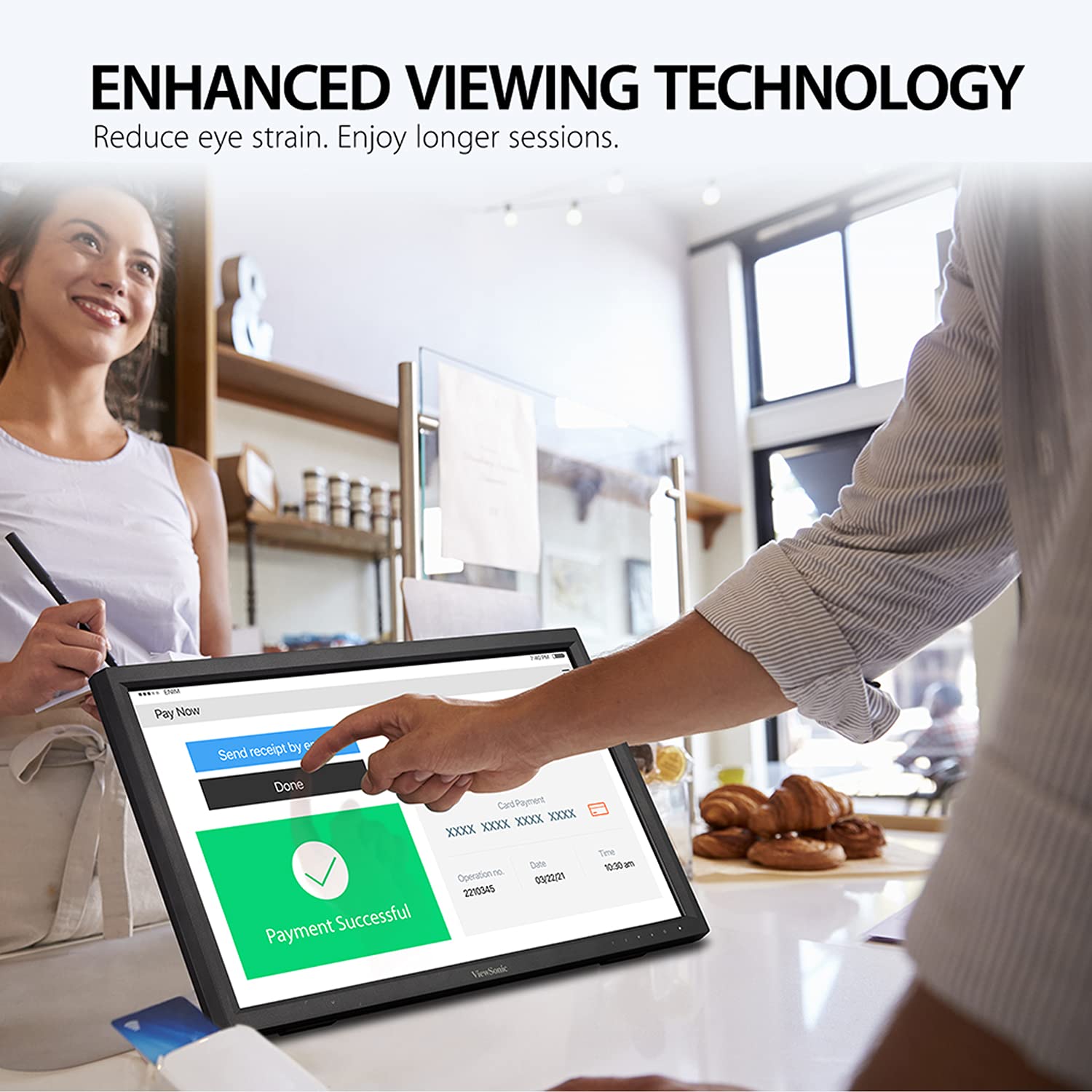 ViewSonic TD2223 22 Inch 1080p 10-Point Multi IR Touch Screen with Eye Care HDMI, VGA, DVI and USB Hub (Renewed)