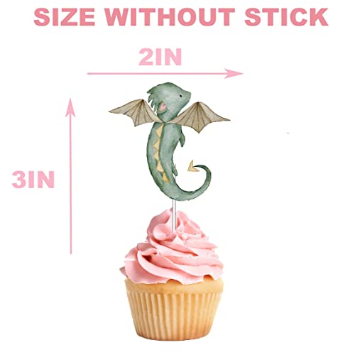 10 pcs Dragon Cupcake Toppers - Magical Dragon Cake Decorations for Fantasy Parties
