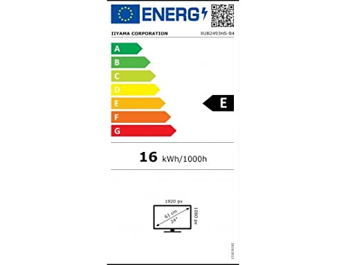 iiyama 24 ETE IPS-Panel, 1920x1080, 13cm Height Adj. Stand, W126364580 (13cm Height Adj. Stand, Pivot, 4ms, 250 cd/mý, Speakers, VGA, HDMI Prolite XUB2493HS-B4, 61 cm (24),)