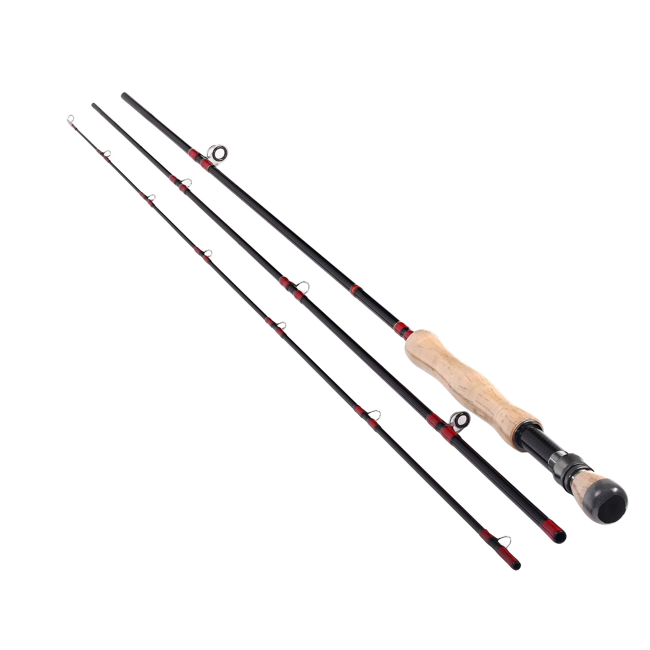 10ft Fly Fishing Rod 3 Sections 7-8wt Fly Rod Carbon Fiber Blanks Light Weight Medium Fast Action Cork Grip