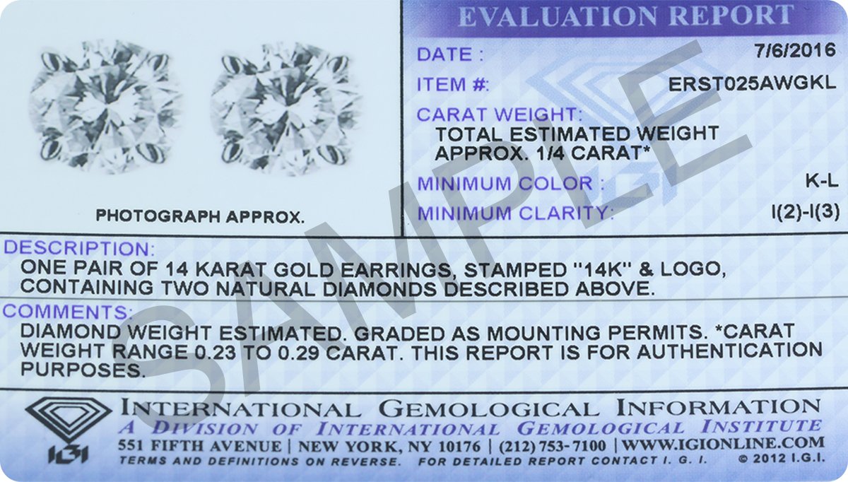 1/4 Carat TW Certified Round Diamond Solitaire Stud Earrings in 14K White Gold