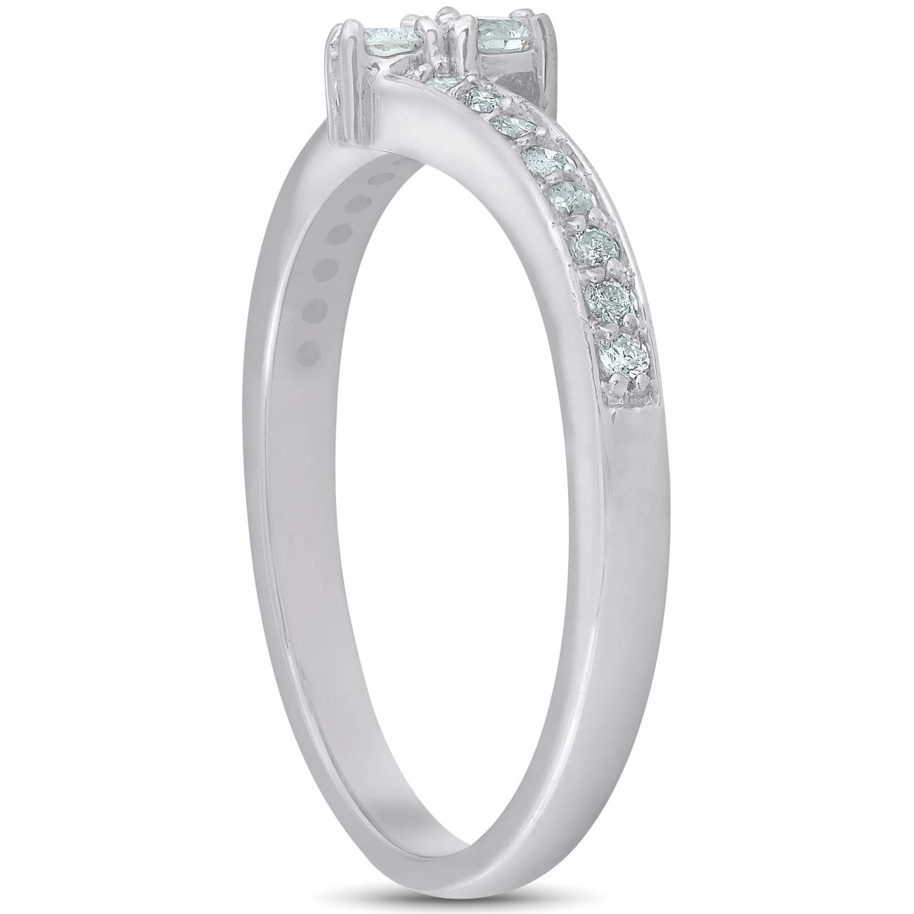 1/4 Ct Two Stone Diamond Engagement Forever Us Ring White Gold Anniversary Band - Size 9