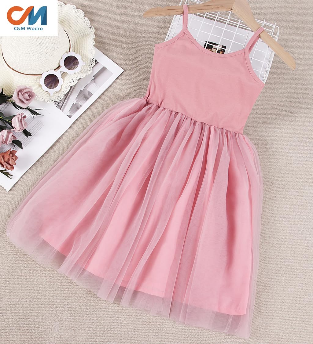 Baby Girls Tutu Dress Sleeveless Infant Toddler Sundress Tulle Bubble Solid Color (Pink, 4-5T)
