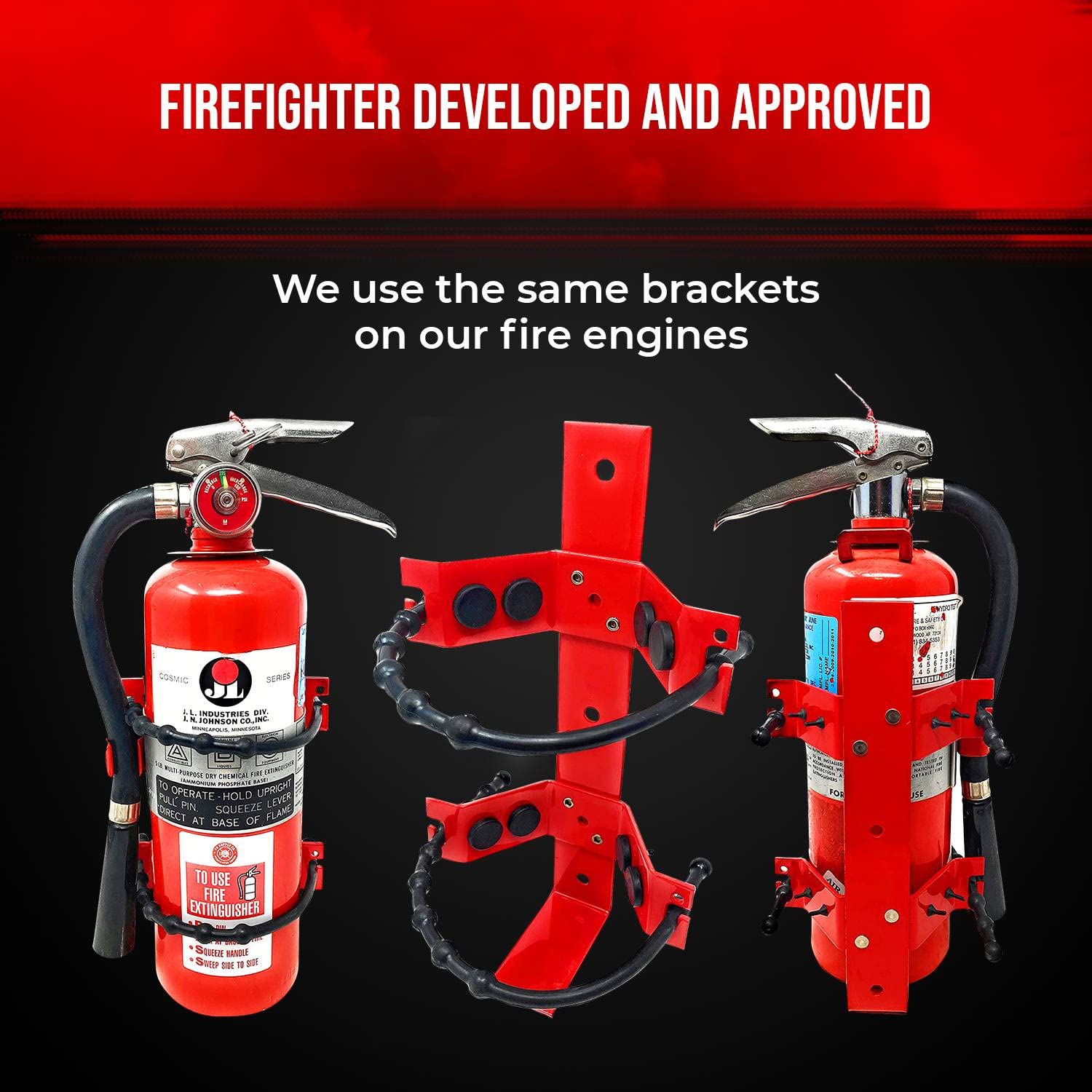 Fire Extinguisher Mounting Bracket Heavy Duty Wall Mount Bracket for 2.5 lb & 5 lb Fire Extinguishers - Mount in Your Car, Boat, or Off-Road Vehicle - Fits Most Popular Brands (Pack of 1)