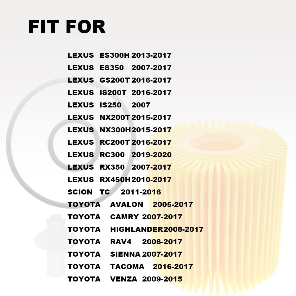 10 Pack,Pack of 10 Engine Oil Filter Compatible with Toyota Avalon Camry Highlander RAV4 Tacoma Sienna and More Replace 04152-YZZA1,04152-31090, 04152-YZZG1