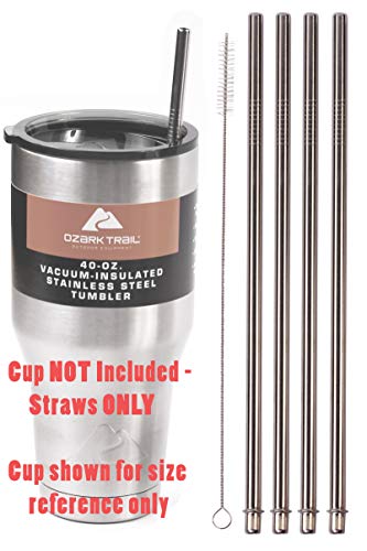 4 WIDE 40-Ounce Stainless Steel Straws (NO CUP) for 40 oz Ozark Trail Double-Wall Rambler Vacuum Cups - CocoStraw Brand Drinking Straw (4 Straws 40oz)