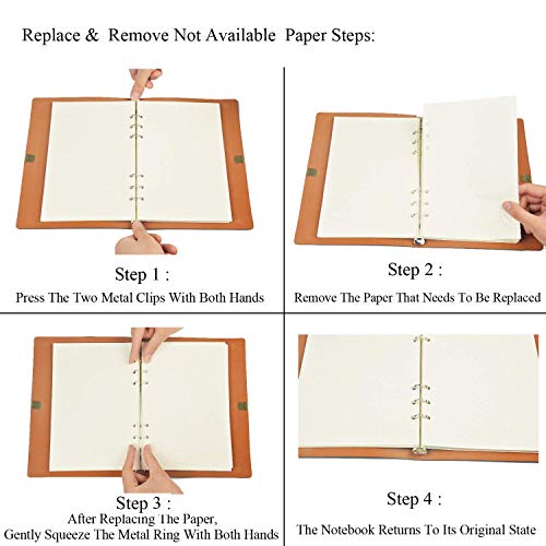 A5 Leather Binder Notebook, Langtor PU Journal Writing Notebook Diary Replaceable paper, Fine Soft PU Leather + Metal binder + Quality Paper - 100gsm, Size: 5" X 8.3", 160 Pages (Black)