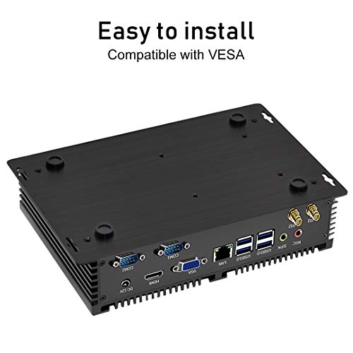 msecore Mini Industrial PC, Rackmount Fanless Computers, Wall-mountable Desktop with i3-4005U, 8GB RAM, 128GB SSD, VGA, HDMI, 2xCOM RS232, WOL, Windows 10 Pro
