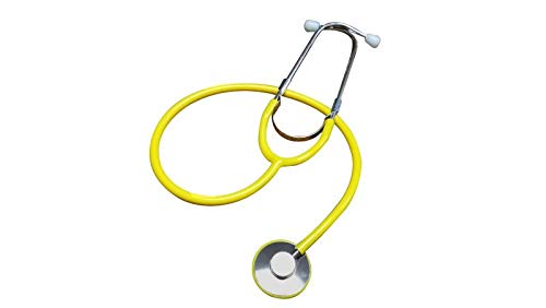 Disposable Stethoscope, with Metal Chestpiece and Binaurals, Single Patient Use, Yellow, 10 Pack