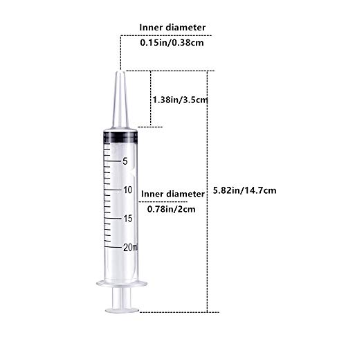 5 Pack 20ml Syringe, Large Plastic Syringe for Scientific Labs, Dispensing, Measuring, Watering, Refilling, Multiple Uses