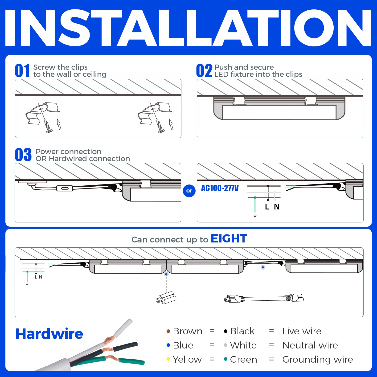 Barrina LED Shop Light, 3Ft 30W 4600LM 5000K, Daylight White Hight Output Linkable for Workshop, V Shaped Clear Cover T8 LED Shop Lights for Garage, 3 Foot (Pack of 6)