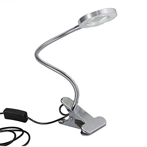 Simlug Magnifying Glass Lamp, Magnifying Light Table Base Holder USB Powered Portable Clamp Table Base Holder Desk Magnifier Lamp Ideal for Eyebrow Tattoo Tattoo