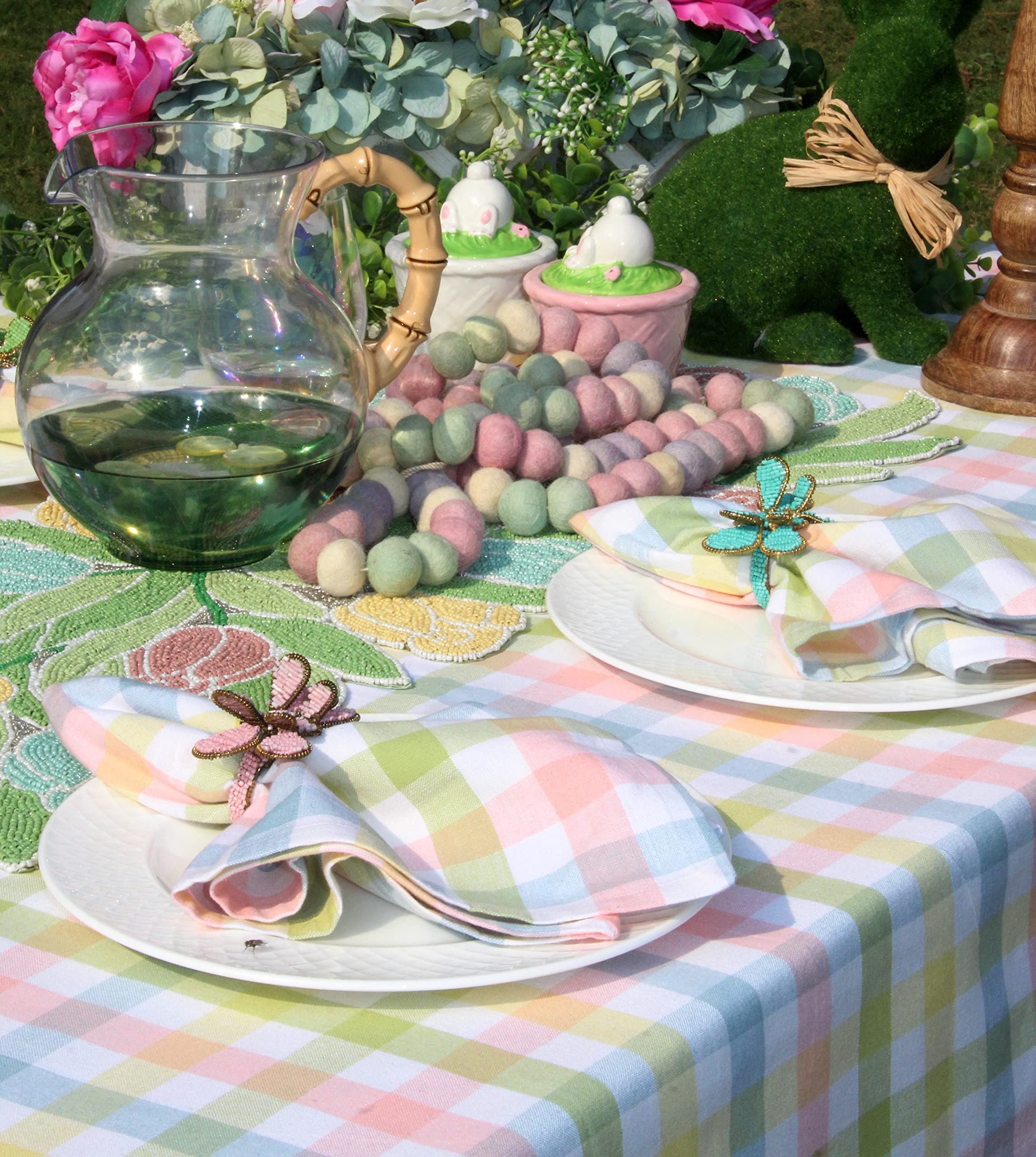 COTTON CRAFT Countryside Classic Gingham Buffalo Check Plaid Tablecloth - Premium Cotton - Spring Easter Bunny Luncheon Dinner - Table Cover - 60 inch x 84 inch - Yellow Multi