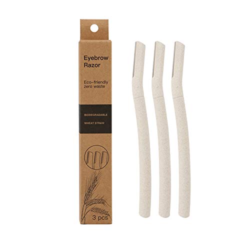 Biodegradable Zero Waste Eco Friendly Compostable 3 Pc Wheat Straw Face Dermaplaning Blade / Eyebrow Hair Trimmer / Shaver Disposable Facial Hair Removal / Face Razor