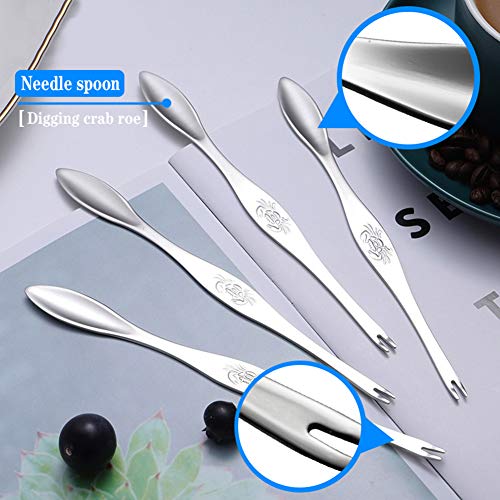 13 Pieces Crab Leg Crackers Set Including 4 Nut Crackers, 4 Lobster Shell Forks, 4 Stainless Steel Forks and 1 Portable Bag, Crab Crackers and Tools, Dishwasher Safe