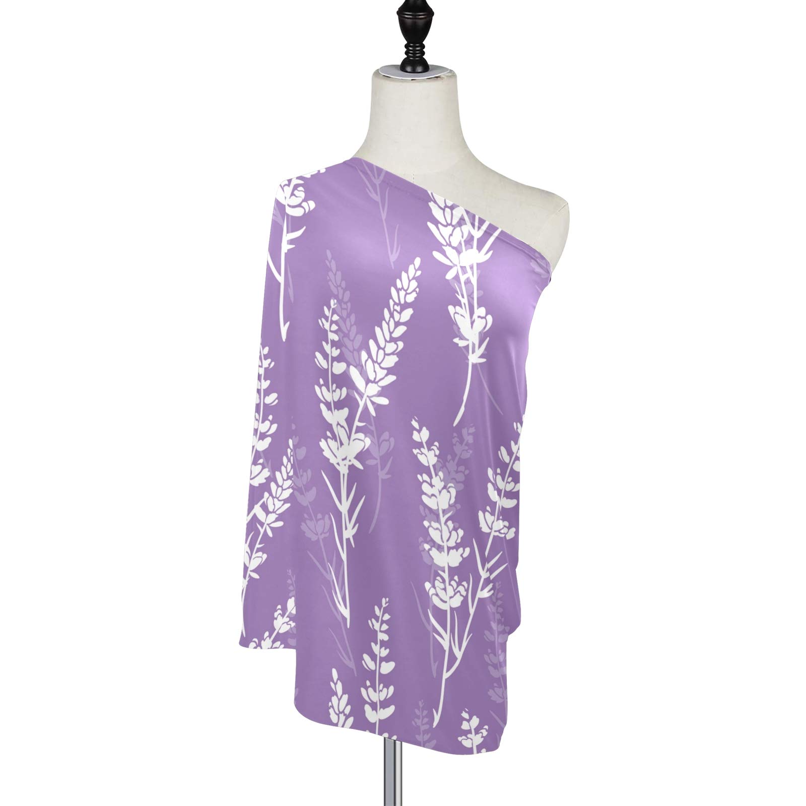Nursing Cover Breastfeeding Scarf Lavender Flowers Purple- Baby Car Seat Covers, Stroller Cover, Carseat Canopy (2na7a)