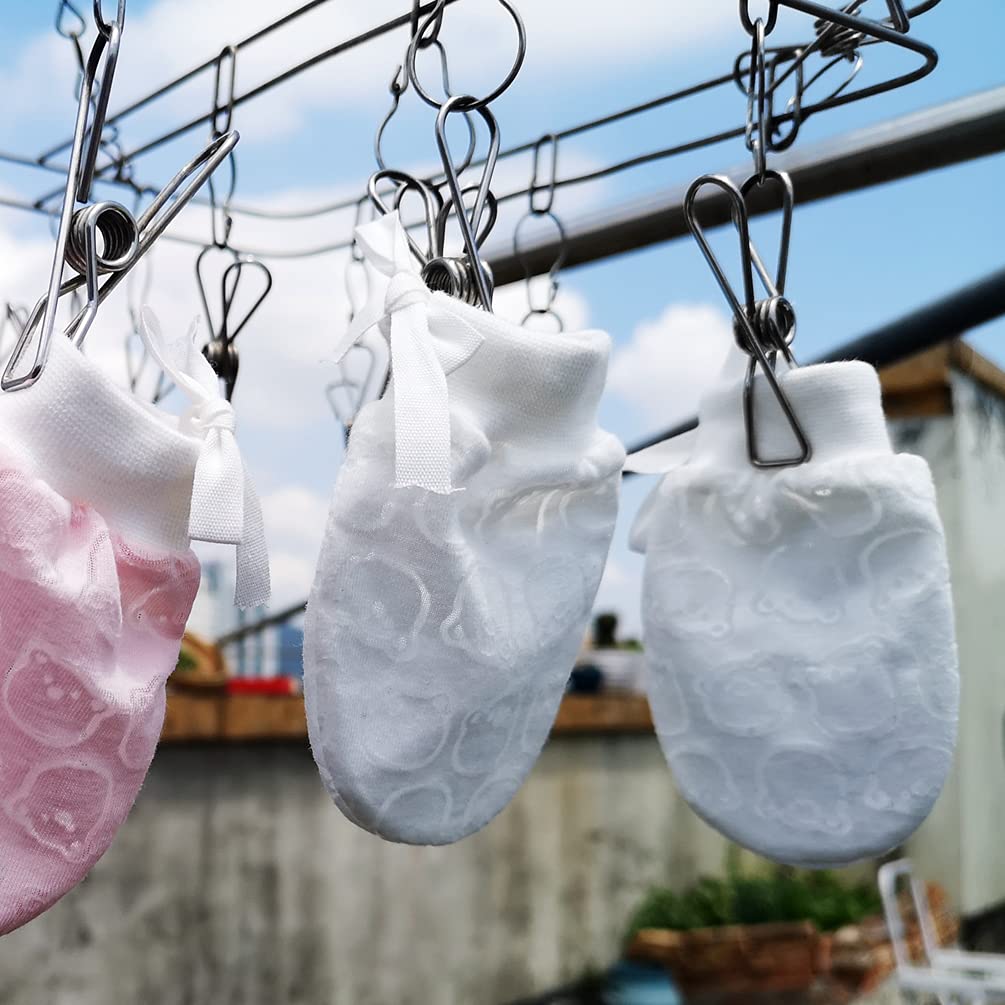 SANCNEE White Baby Mittens With String 0-6 Months,Newborn Gloves Boys Girls 4 Pairs…