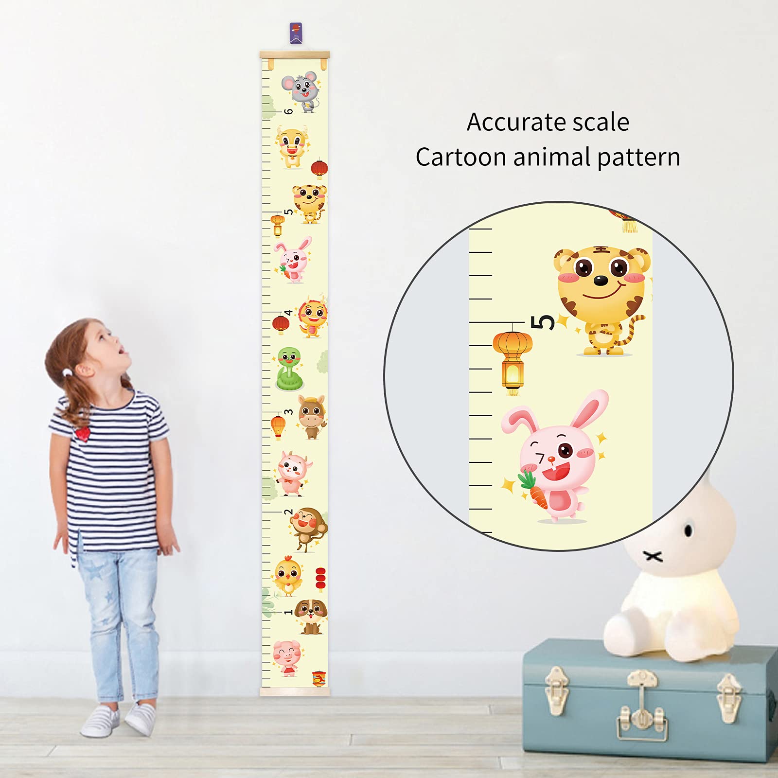 by Unbranded Growth Chart for Kids,Upgrade Removable Baby Growth Chart for Wall with Marker Stickers,Hooks,Canvas Height Measuring Rulers for Boys Girls (Dinosaur)