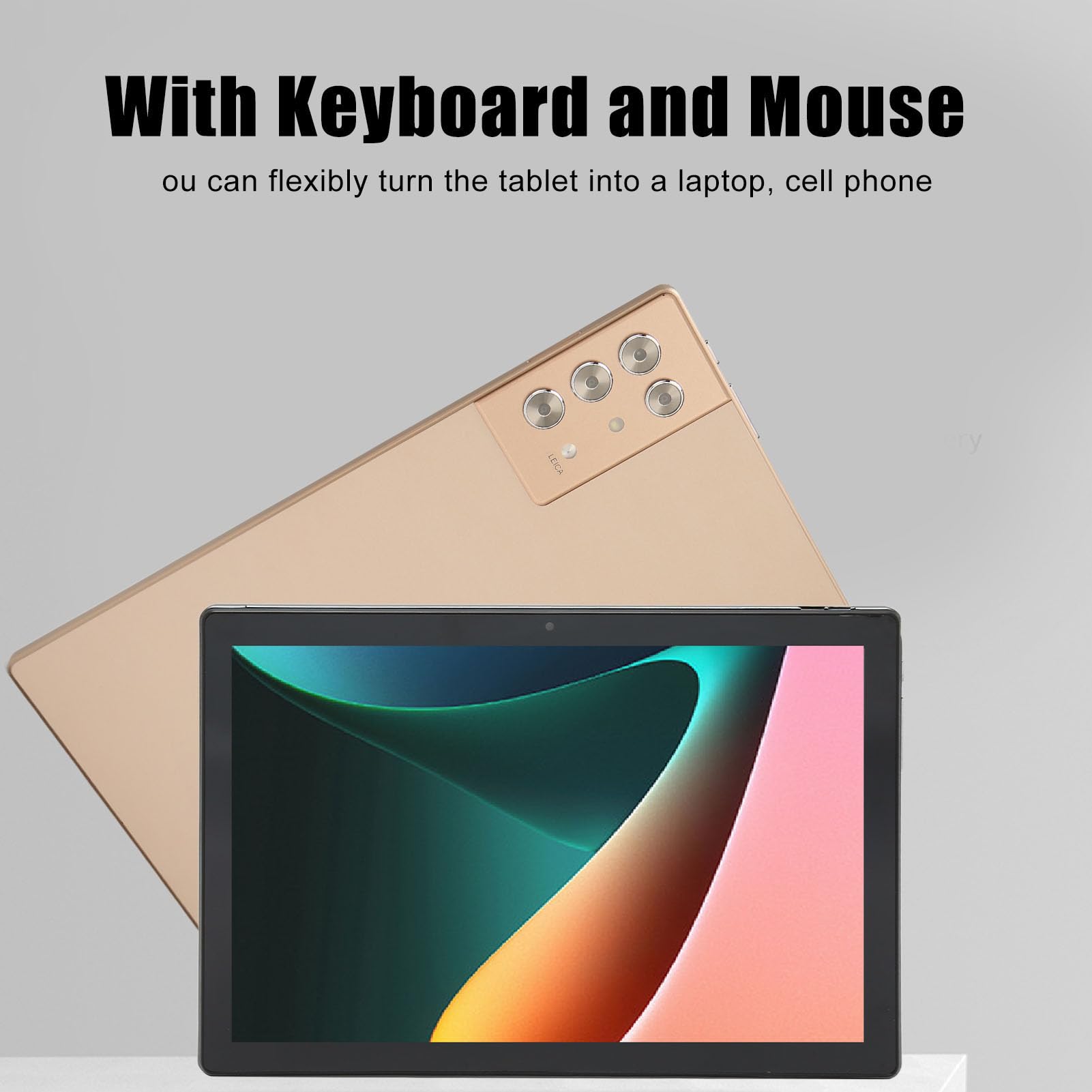 10.1 inch Tablet for Android 12, 4G LTE 2.4G 5G WiFi 2 in 1 Tablet with Keyboard and Mouse, 8GB 256GB, 8 Core HD Touch Screen, 7000mAh (US Plug)