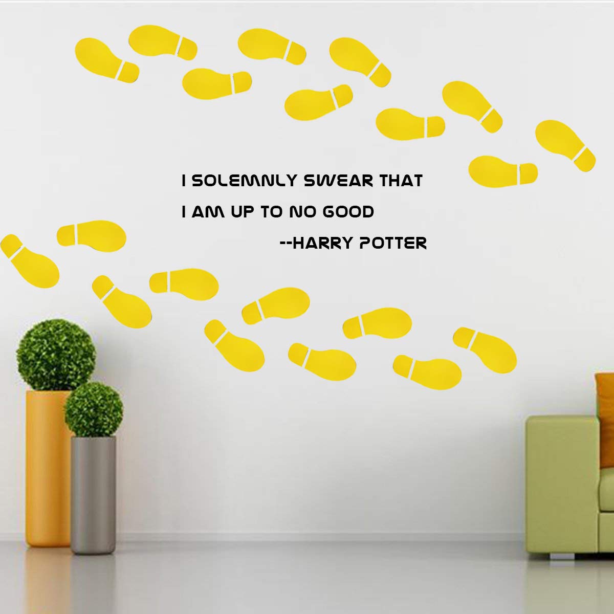 10 Pairs 20 Prints Yellow Adults Size Shoes Footprint Stickers Decals for Floor Wall Stairs to Guide Directions, 10 Inch
