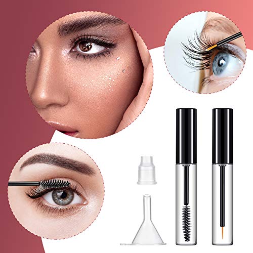 12 Pieces 10 ml Empty Mascara Tubes Eyelash Serum Tubes and Eyeliner Tubes Set Includes 4 Eyelash Cream Container Bottle, 4 Liquid Eyeliner Mascara Container, 4 Funnels for Castor Oil DIY Mascara