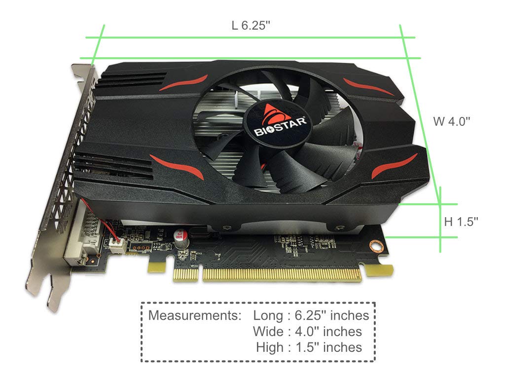 Biostar Radeon RX 550 4GB GDDR5 128-Bit DirectX 12 PCI Express 3.0 DVI-D Dual Link, HDMI, DisplayPort. Gaming Edition VA5515RF41-TBMRA-BS2