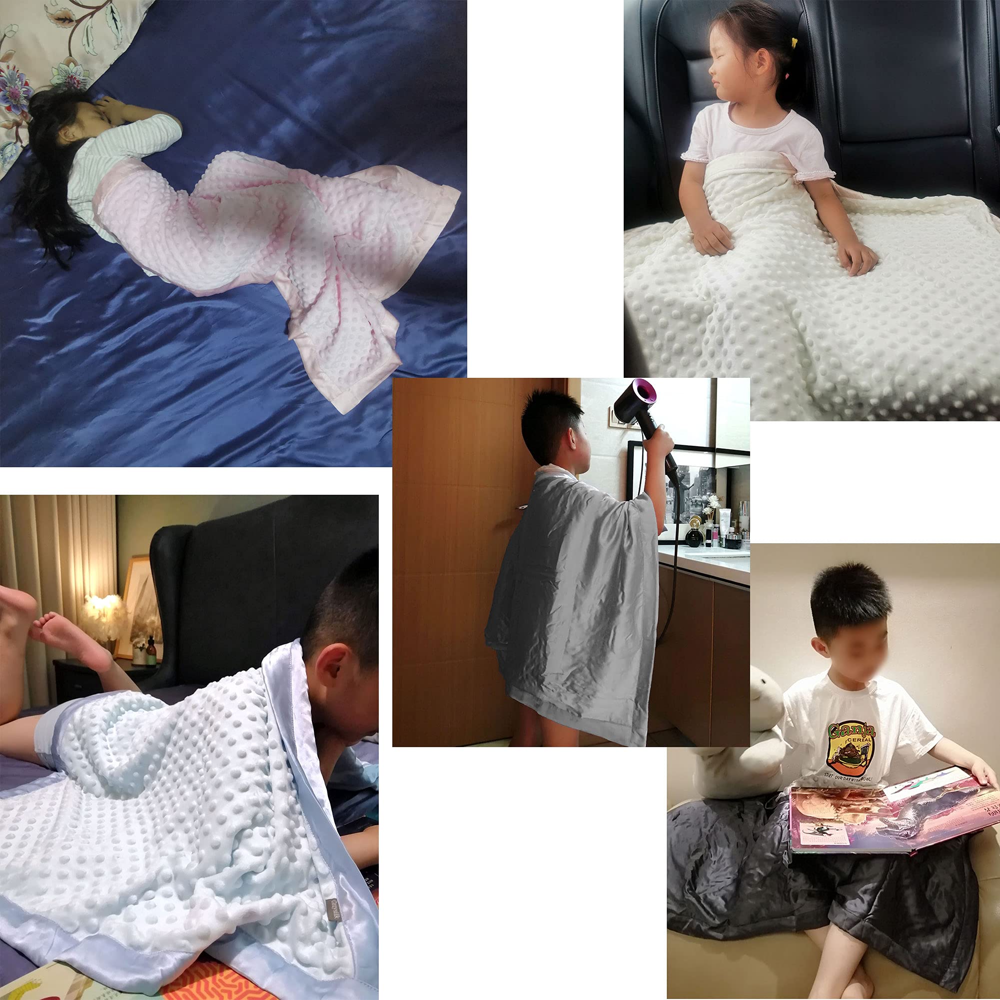 Cozysilk Baby Soft Silk Blanket - 100% Mulberry Silk On One Layer with Minky Plush Dot Blanket Backing - Reversible Double Layer, Gift for Girls/Boys Best for Summer (28 x 40 inch, Dark Grey)