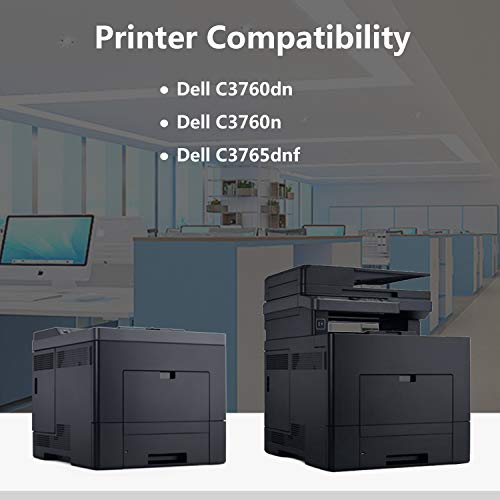 4-Pack (BK/C/M/Y) 331-8425 8427 8428 8426 Compatible Toner Cartridge Replacement for Dell C3760dn C3760n C3765dnf Printer,Sold by TopInk