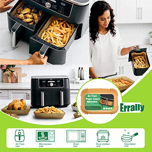 100pcs Air Fryer Disposable Paper Liner for Ninja Dual, Air Fryer Liners Rectangular Food-Grade Parchment Paper 8.6x 5.5 Inches, Ninja Dz201 Air Fryer Accessories Baking Paper(Rectangle)
