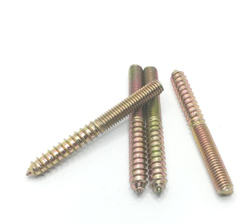 Haozheng Hanger Bolt M8x75 Double Headed Bolt Self-Tapping Screw for Furniture 15Pcs,Bronze