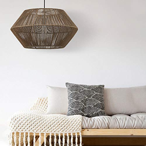 Globe Electric 60530 Malay 1-Light Pendant Light, Natural Twine Shade, Black Hanging Cord