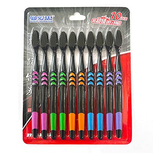 Kiminors dobrygalpe Charcoal Toothbrush Soft Toothbrush Adult Household Cleaning Toothbrush,Black, 30 * 200 * 150 MM