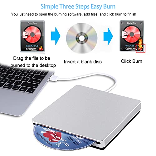 Guamar External DVD Drive,USB Type C Superdrive CD DVD+/-RW Drive DVD/CD ROM Burner Writer Optical Disk Reader Player for Laptop Apple Mac MacBook Pro Air PC Windows 11