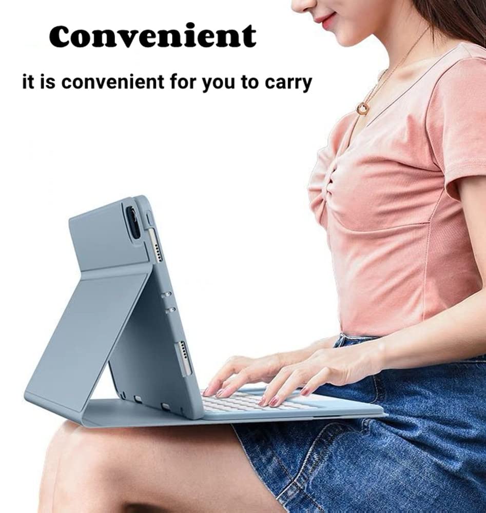 AnMengXinLing Galaxy Tab S8+/S8 Plus/S7 FE / S7 Plus Keyboard Case-Touchpad Detachable Keyboard with S Pen Holder Cover for 12.4 inch Galaxy Tab S8 Plus 2022/ S7 FE 2021/ S7+ 2020 Tablet, Blue